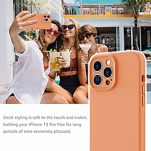 MCFANCE Silicone Magnetic for iPhone 13 Pro Max Case, Compatible with MagSafe, Full Camera Protection Soft Anti-Scratch Microfiber Lining for iPhone 13 Pro Max 6.7 inch 2021, Light Orange