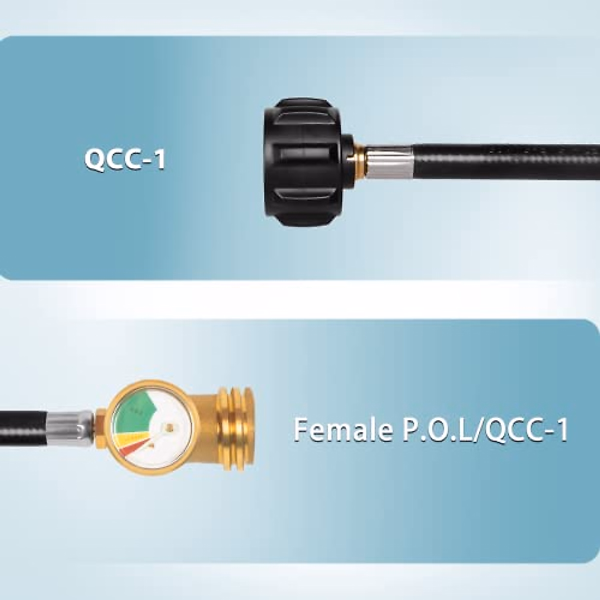 SHINESTAR 12FT Propane Extension Hose with Gauge, Propane Tank Extension Hose for RV, Gas Grill, Stove, Heater, Fire Pit and More