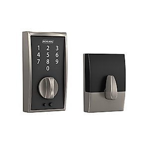 Schlage BE375 CEN 619 Touch Century Deadbolt, Electronic Keyless Entry Lock, Satin Nickel