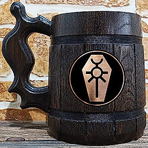 Necrons Beer Mug, Wooden Beer Stein, Gamer Gift, Personalized Beer Stein, 40K Tankard, Custom Gift for Men, Gift for Him