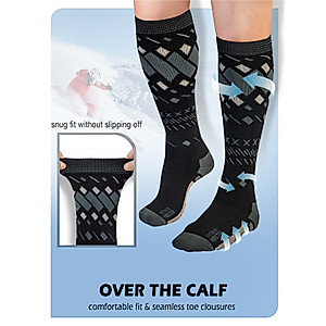 OutdoorMaster Unisex Ski Socks,Skiing and Snowboarding Socks for Men & Women with Over the Calf Design/Non-Slip Cuff