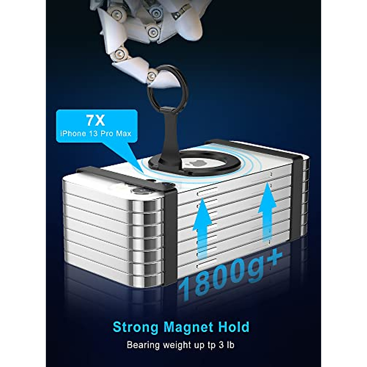 Magnetic Phone Ring Holder with MagSafe, SUPERONE [Aluminum Alloy] 2-in-1 Magnetic Phone Grip with Adjustable Stand, Compatible with iPhone 14/13/12, Pro, Pro Max, Mini, Black