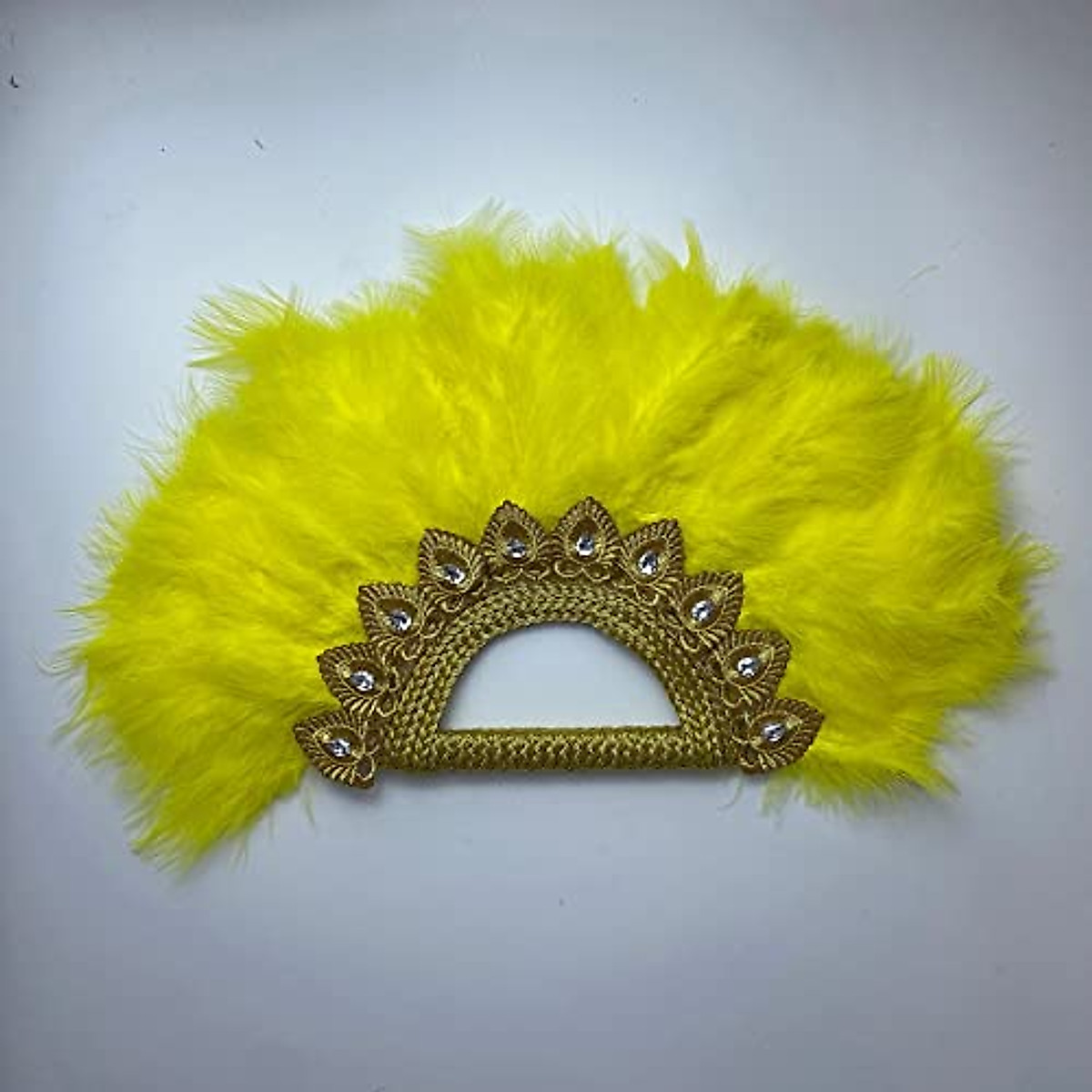 Msbfea Big Size Design African Blue Feather Fan Ladies Wedding Feather Fan for Bride Double Side Feather Nigerian Stones Dance - 32CMX55CM Color 50