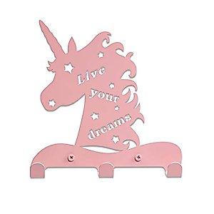MY BRAND Unicorn Kid's Hook Rack – Lightweight,Kids Coat Hook Wall Decor for Kids + 3 Coat Hooks – Bathroom/Bedroom/Nursery Wall Organizer for Coats, Hats, Bags, Towels by Decor2Home