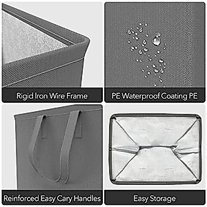 75L Large Laundry Hamper with Handles, Dirty Clothes Hamper for Bedroom Waterproof, Freestanding Tall Laundry Basket Waterproof, Hamper for Bedroom, Bathroom, Dorm, Toys Storage(Grey）