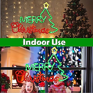 Retisee 24 Inch Jumbo Merry Christmas Neon Light Outdoor Large Merry Christmas Neon Signs Waterproof LED Christmas Sign for Indoor Home Window Party Garage Walls (Xmas Tree)