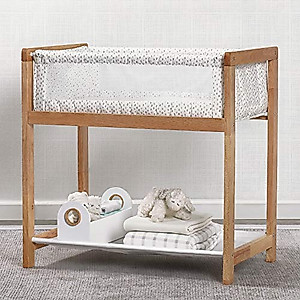 Delta Children Classic Wood Bedside Bassinet Sleeper Portable Crib with HighEnd Wood Frame, Paint Dabs
