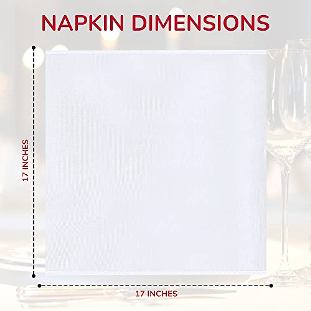 Leviharmony 12 Pack Cloth Napkins – White – 17 x 17 Inch – 100% Polyester Dinner Napkins – Table Napkins for Restaurant, Events and Weddings