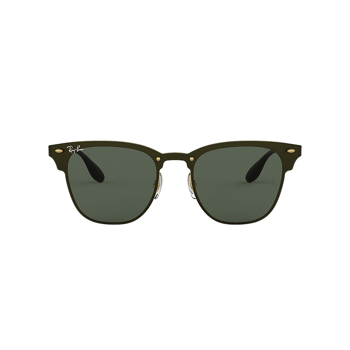 Ray-Ban RB3576N Blaze Clubmaster Square Sunglasses, Brushed Gold/Dark Green, 47 mm