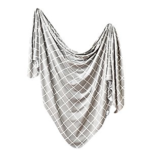 Large Premium Knit Baby Swaddle Receiving Blanket "Midway" by Copper Pearl
