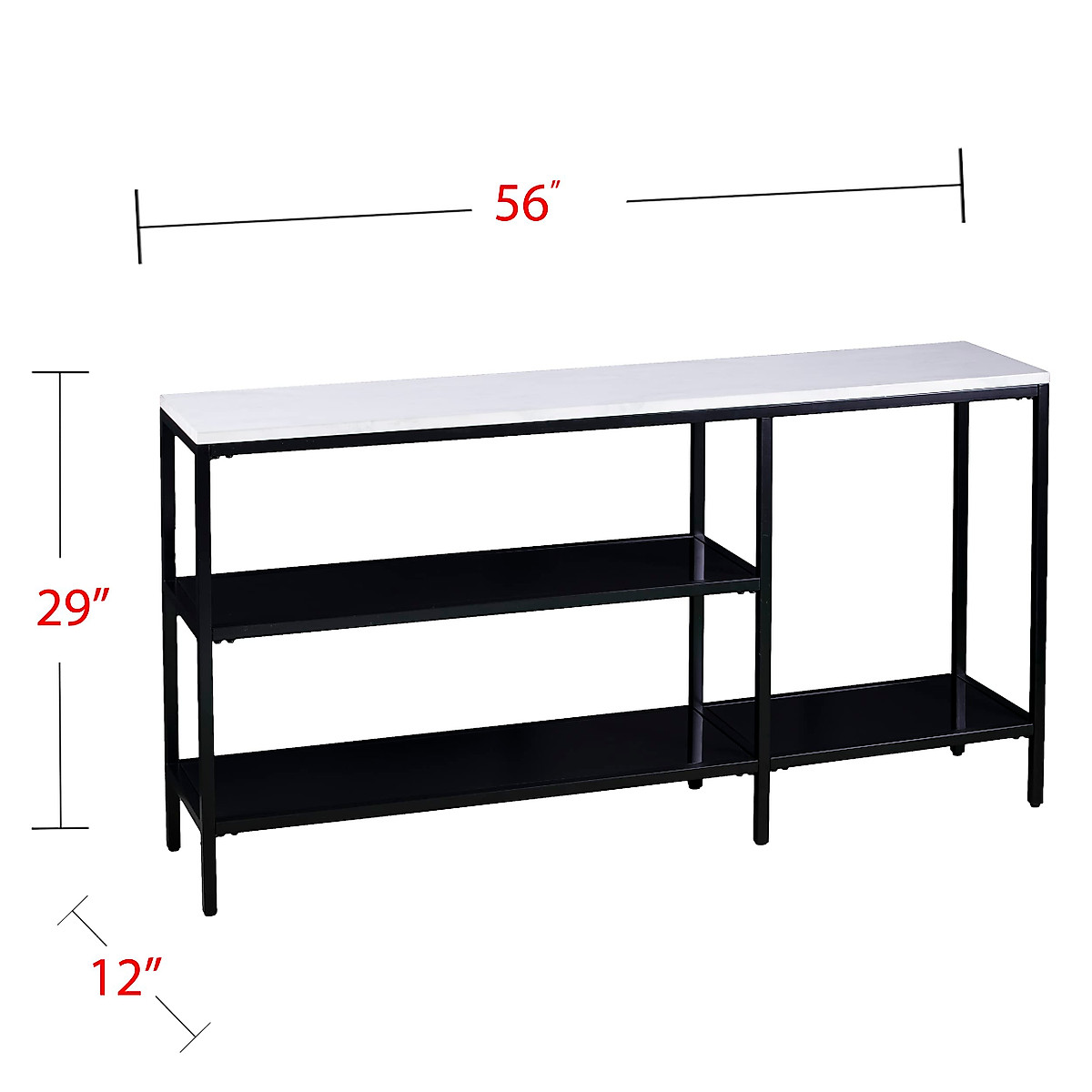 SEI Furniture Corman Console Table, 56" W x 12" D x 29" H, Black, Gray