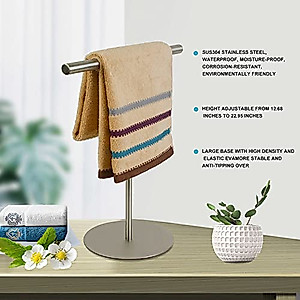 KURBAO Towel Rack T-Shape Hand Towel Stand for Bathroom, Kitchen or Vanity Towel Holder Stand, Hand Towel Holder Standing SUS 304 Stainless Steel Height-Adjustable