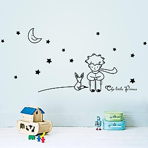 Hatop Stars Moon The Little Prince Boy Wall Sticker Home Decor Wall Decals Kids Bedroom (Black)