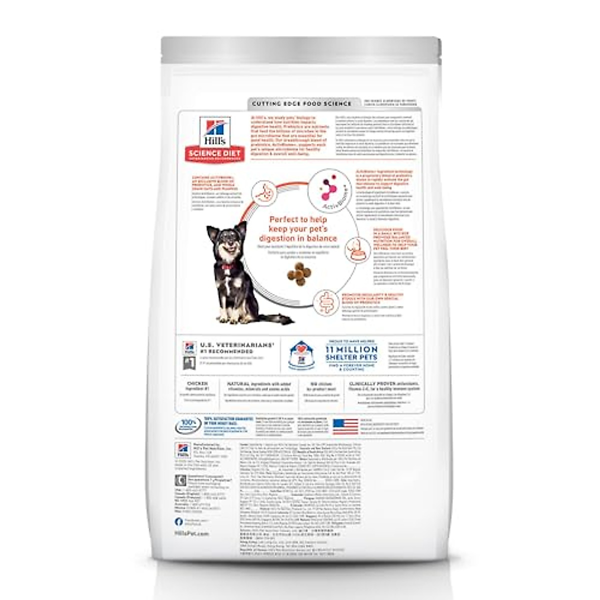 Hill's Science Diet Perfect Digestion, Adult 1-6, Digestive Support, Small Kibble, Dry Dog Food, Chicken, Brown Rice, & Whole Oats, 12 lb Bag