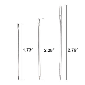 Hekisn Professional Large-Eye Leather Stitching Needle with 3 Different Sizes for Leather Projects with Storage Container (6 Pieces)