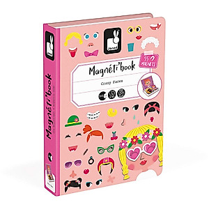 Janod MagnetiBook 66 pc Magnetic Girl Crazy Face Dress Up Game - Ages 3+ J02717