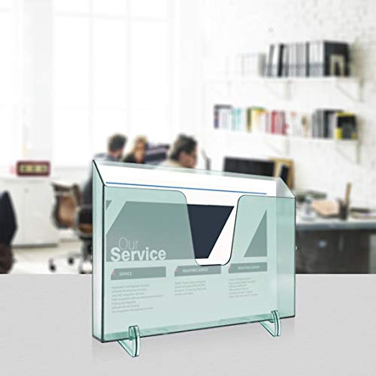 Acrimet Pocket File Holder Horizontal Design Brochure Display (for Wall Mount or Countertop Use) (Removable Supports Included) (Letter Size) (Clear Green Color)