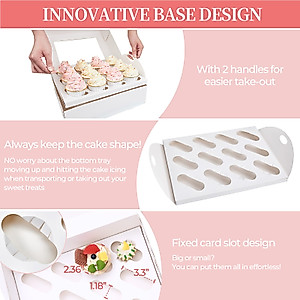 Ohuhu Cupcake Boxes, Upgraded Thicken 6 Pack 12 Count Cupcake Container - Food Grade Cupcake Carrier with Handle Tray Window and Inserts to Hold 72 Pastry Muffin Box for Birthday Holiday Party Bakery