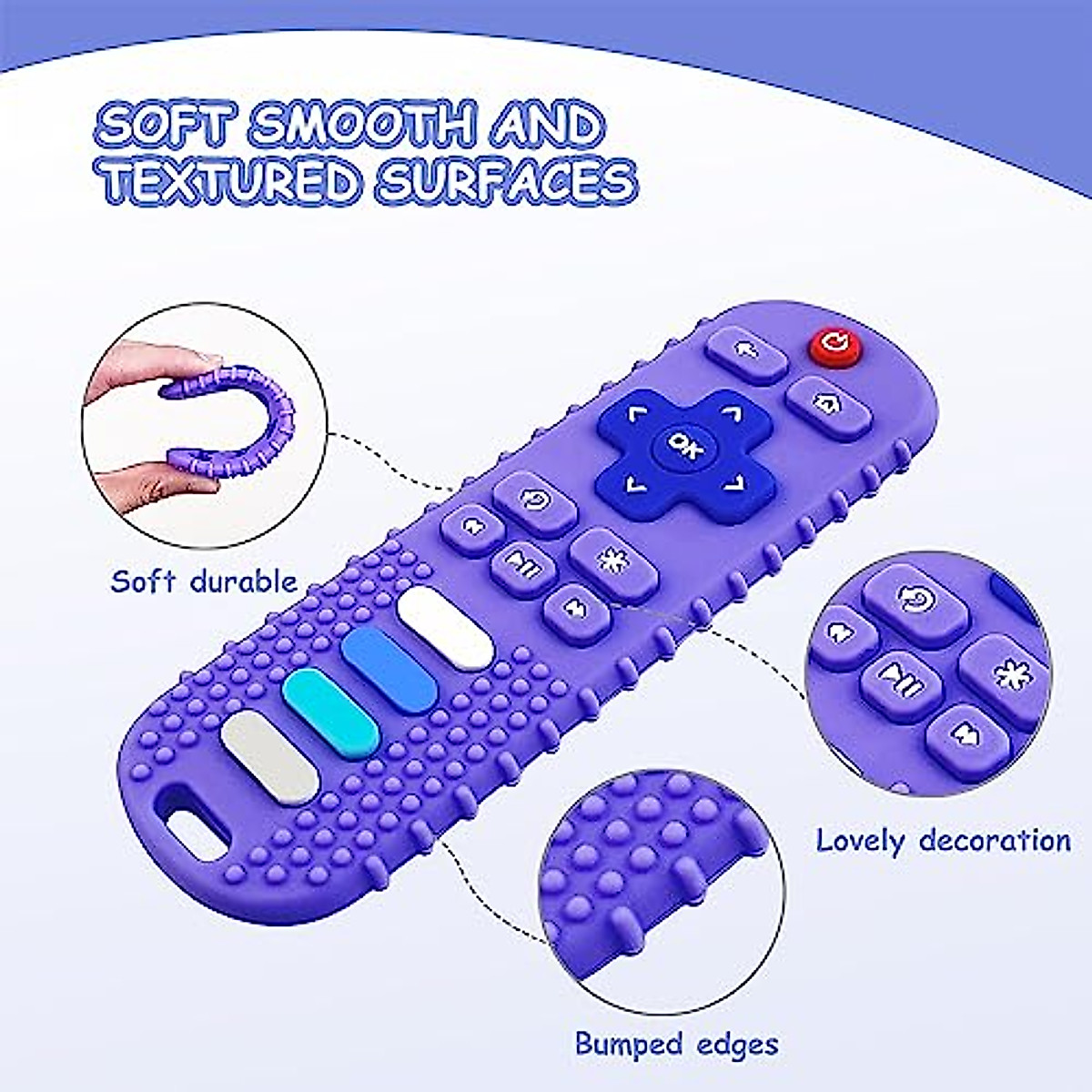 2-Pcs Silicone Baby Teething Toys, Silicone Reomte Teethers for Babies, Remote Control Shape Teething Toys, Chew Toys for Boys and Girls Soft Teething Remote