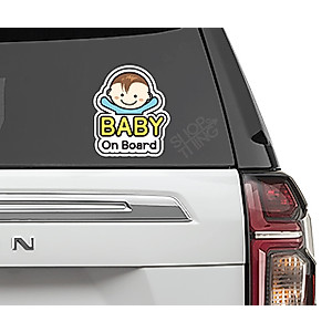Shop A Thing Baby on Board Sticker - Decal Stickers for Car - Cute Baby Boy On Board Sticker (7x5Inches) ST -010