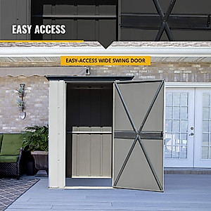 Arrow Shed Designed 4' x 3' x 6' Compact Outdoor Metal Backyard, Patio, and Garden Shed Kit, Flute Gray and Anthracite