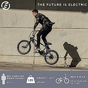 SWFT Electric BMX Bike- 35mi Operating Range, 20mph, 20” Performance Wheels, Front & Back Pegs, LCD-Display, Adult E Bike- Black