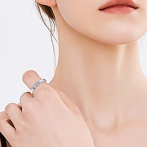 AVECON 925 Sterling Silver Heart Promise Ring for Her Solitaire CZ Engagement Wedding Eternity Anniversary Ring for Women Size 5.5