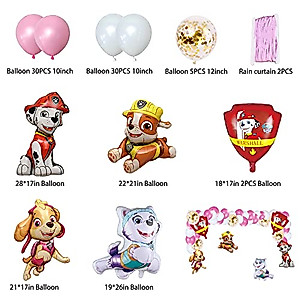402PCS Paw Dog Birthday Decorations Party Supplies Serves 20 Guests Include Cake Toppers,Balloons,Banners,Plates,Cupcake Toppers,Movie Theme Birthday Party Supplies for Kids Boys Girls