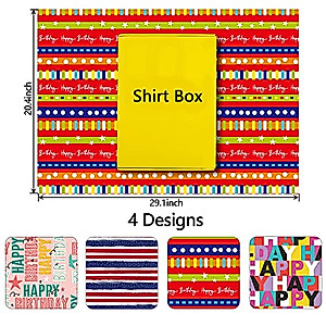 GIOLAINY Birthday Wrapping Paper for Kids Boys Girls Adults - Gift Wrapping Paper with Bright "Happy Birthday" Words, Blue Stripes and Star Design - 8 Sheets (20*29 Inch per Sheet), Recyclable, Easy to Store, Not Rolled