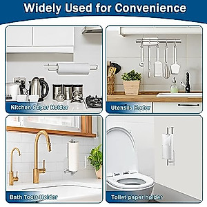 Paper Towel Holder Under Cabinet, Single Hand Operable Wall Mount with Damping Effect,Self-Adhesive Or Drilling Under Cabinet Paper Towel Holder,SUS304 Brushed Stainless