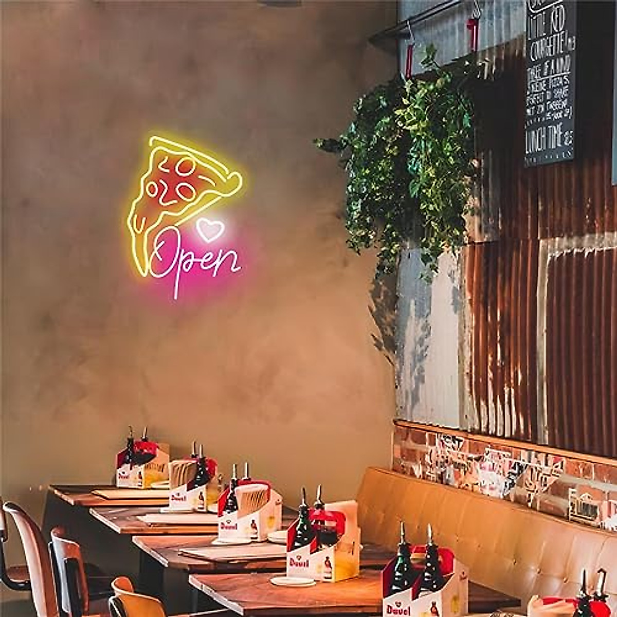 Open Pizza Neon Sign, Food Large LED Neon Lights for Food Track Shop Home Bar Restaurant Wall Decoration, Business Sign, 14.4x20 IN