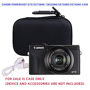 waiyu Hard EVA Travel Case for Canon PowerShot G7X/SX730HS/ SX620HS/SX720HS/SX740HS Digital Camera (Black)