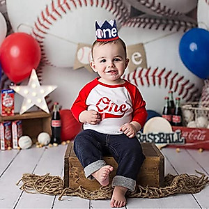 Baseball 1st Birthday Banner-1st Birthday Crown, Baseball Theme High Chair Banner, Cake Flag, All-Star Birthday, Our Little All-Star, Baseball 1st Birthday Decoration (Baseball Hat)