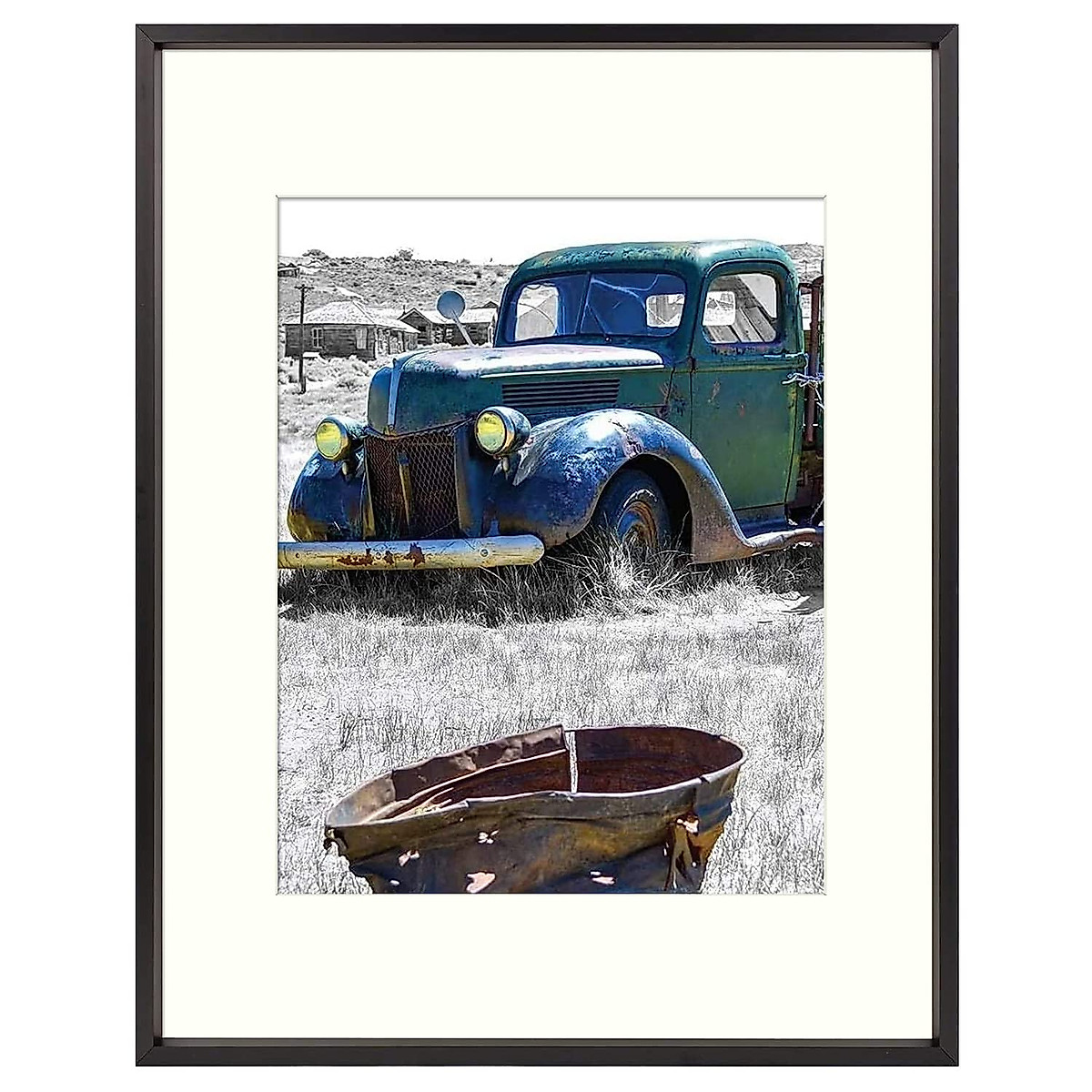 Golden State Art, 11x14 Black Picture Frame Displays Photo 8x10 with Ivory Mat or 11x14 Without Mat for Wall Mounting Aluminum Frames with Real Glass (Pack of 1)