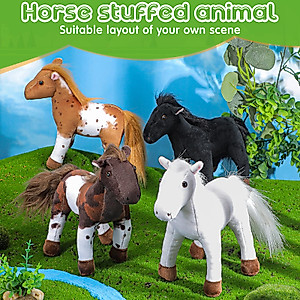 4 Pcs Stuffed Horse Toy 8 Inch Horse Plush Stuffed Horse Animals Cute Plush Horse Assorted White Stuffed Horse Toy Brown Plush Animals Gifts Party Favors Supplies Decoration