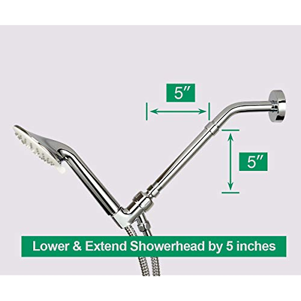 Shower Arm Extension, Shower Head Extender Water Outlet Lowers Existing Shower Head, Chrome Finish Made of Solid Metal by Purelux