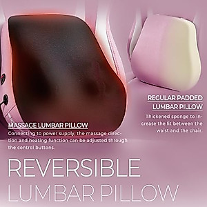 Vigosit Gaming Chair with Heated Massage Lumbar Support, Breathable Fabric Office Chair with Pocket Spring Cushion and Footrest, Recliner High Back PC Chair for Adult Pink