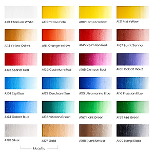 ARTEZA 24 Oil Paint Set, Oil Based Paints in 12ml/0.4 US fl oz Tubes, Richly Pigmented Oil Painting Supplies