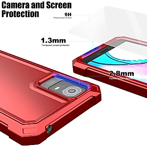 Ailiber Phone Case for TCL ION X/TCL ION V, TCL 40Z T607DL Case with Screen Protector, Dual Layer Structure Protection, Shockproof Corners TPU Bumper, Heavy Duty Protective Cover Case for TCL IONV-Red
