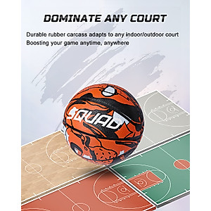 SQUAD Graffiti Basketball Size 7 (29.5"), Durable Rubber Basketball Ball for Indoor & Outdoor Play, includes Pump & Mesh Bag