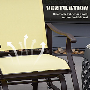 Outsunny Outdoor Glider Chair, Gliders for Outside Patio with Steel Frame and Mesh Fabric for Backyard, Garden, and Porch, Beige