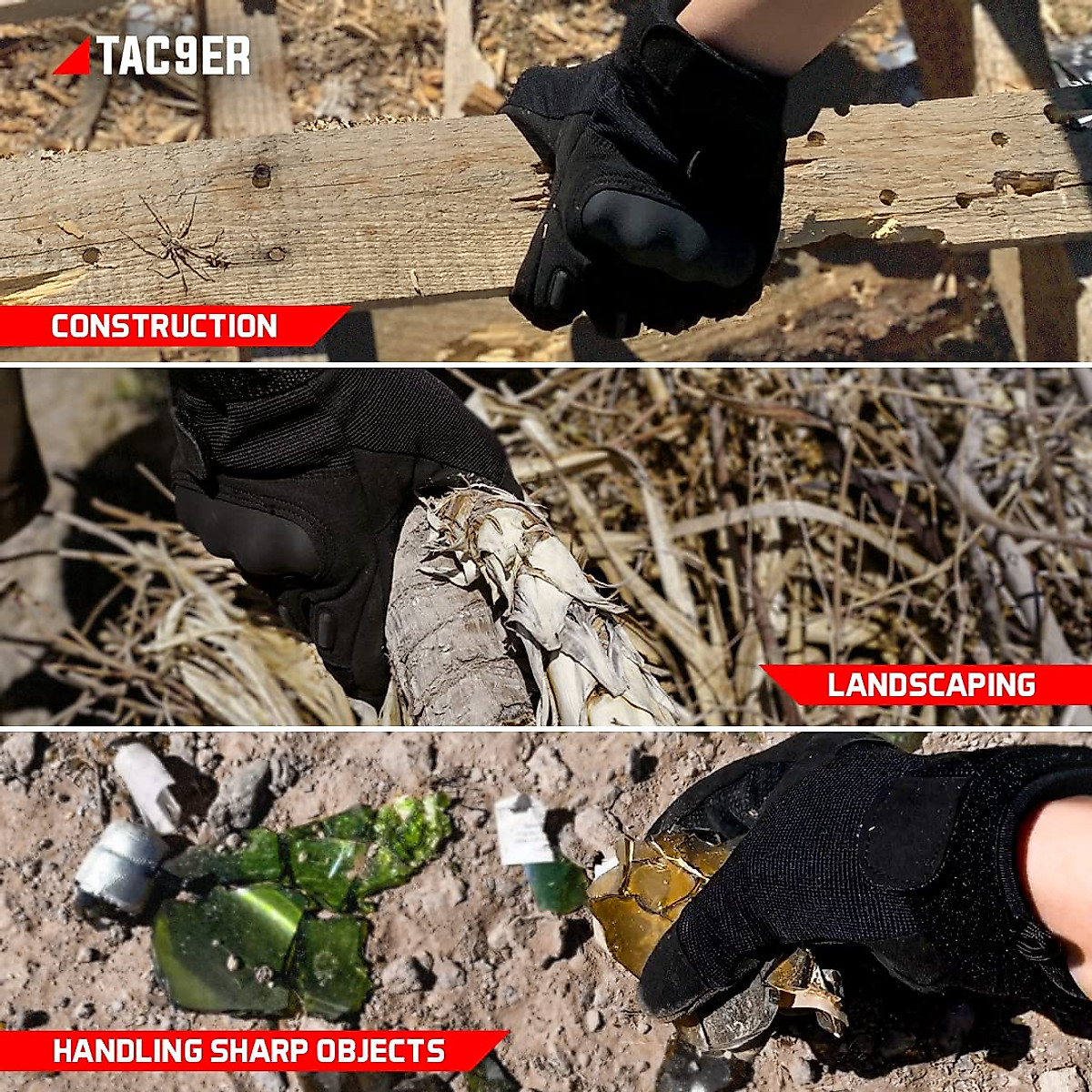 TAC9ER Kevlar Lined Gloves - Full Hand Protection Black Gloves, Cut and Temperature Resistant, Motorcycle Gloves, Touchscreen Friendly, Paintball and Airsoft Gloves for Men and Women