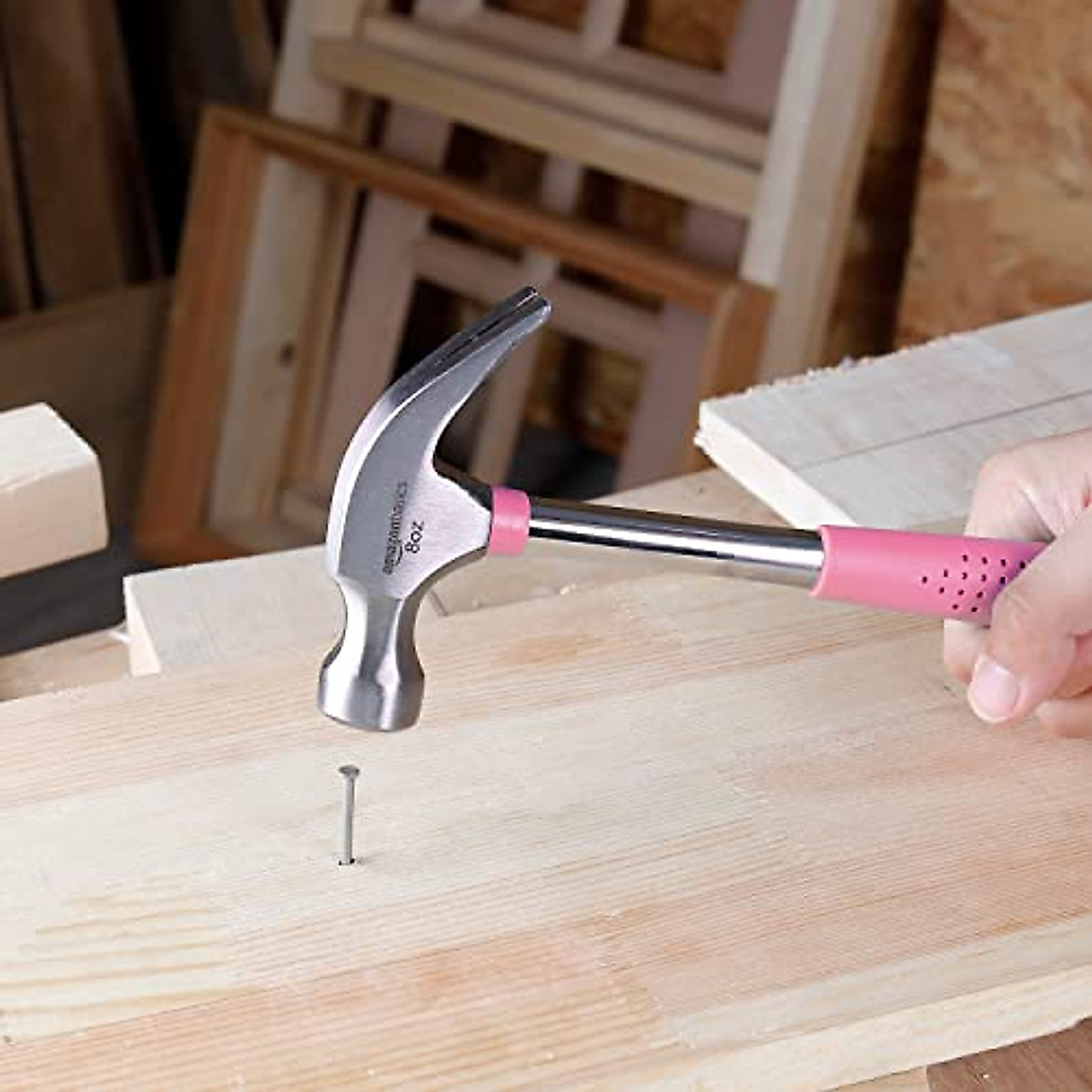 Amazon Basics 8-Ounce Hammer, Pink