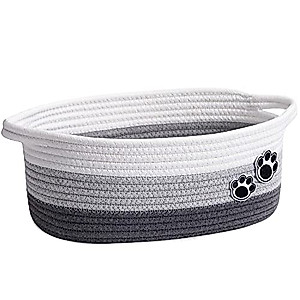 HiChen Small Dog Toy Basket, Cute Woven Basket for Shelves, Decorative Rope Storage Basket for Nursery, Baby Gift Basket for Diapers, 12 x 8 x 5 inches