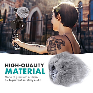 Movo WS2 Furry Microphone Windscreen Muff for Microphones and Recorders up 3" X 80mm (L x D) Fits Zoom H1n, H2n, H4n, H5, Tascam DR-05, and More (Light Gray)