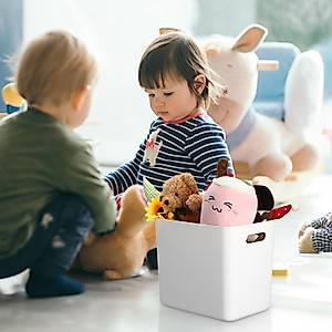 Honeydak 6 Pcs White Plastic Storage Bins with Lids 11.81" x 8.07" x 9.84" Plastic Storage Baskets Bins Boxes Stackable Containers with Lids for Organizing Organizer Bins for Shelves Drawer Playroom