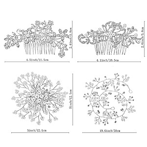 44 Pieces Wedding Hair Accessories: Faux Pearl Crystal Comb Clips, U-shaped Flower Rhinestone Pearl Hair Clips for Bride and Bridesmaids (Classic Style)