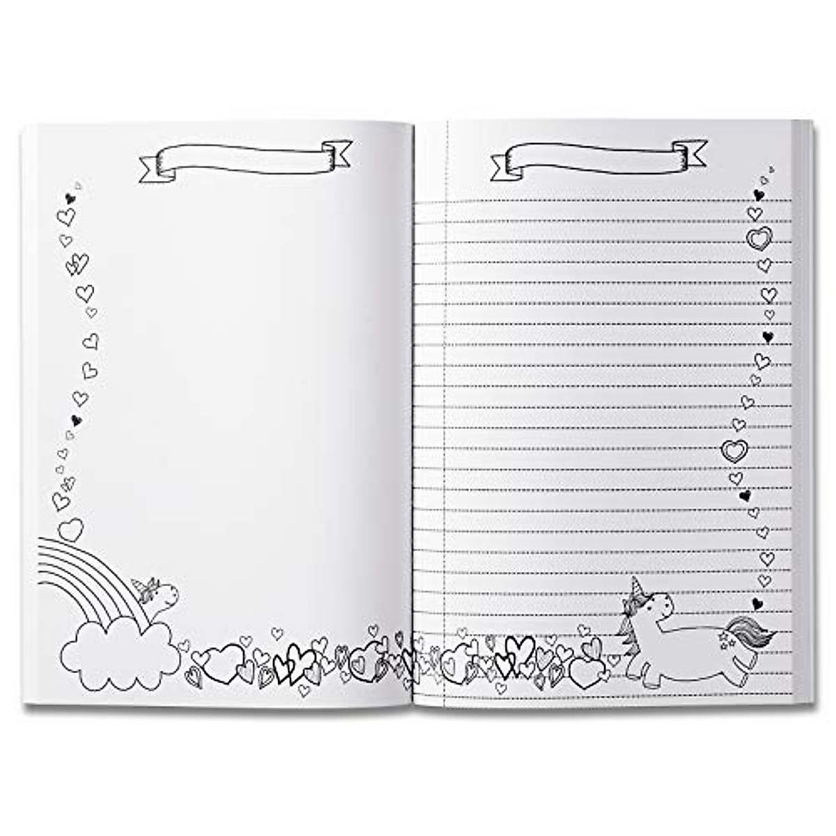 Unicorn Journal and Sketchbook: Journal and Notebook for Girls - Composition Size (7.5"x9.75") With Lined and Blank Pages, Perfect for Journal, Doodling, Sketching and Notes