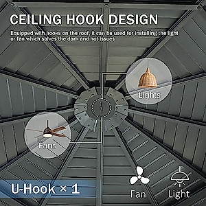 Domi 13x13FT Sunroom,Aluminum Solarium with Galvanized Steel Sloping Roof, Lockable Screen House, Moveable PC Screen&Sliding Door for Patio Deck Backyard Lawn