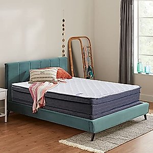 NUTAN 10-Inch Plush Foam Encased Hybrid Eurotop Innerspring Mattress and 4" Wood Low Profile Boxspring/Foundation Set, Twin